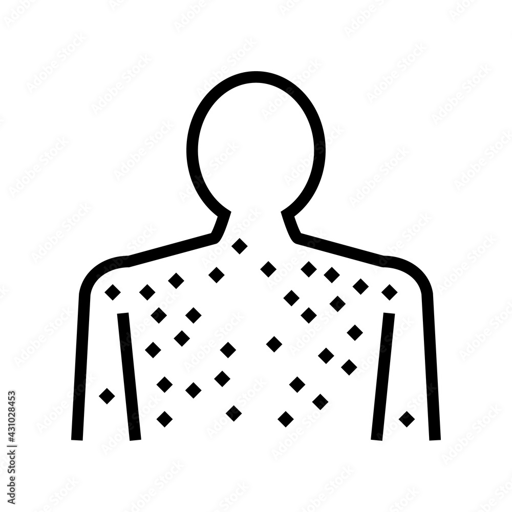 skin rash disease line icon vector. skin rash disease sign. isolated ...
