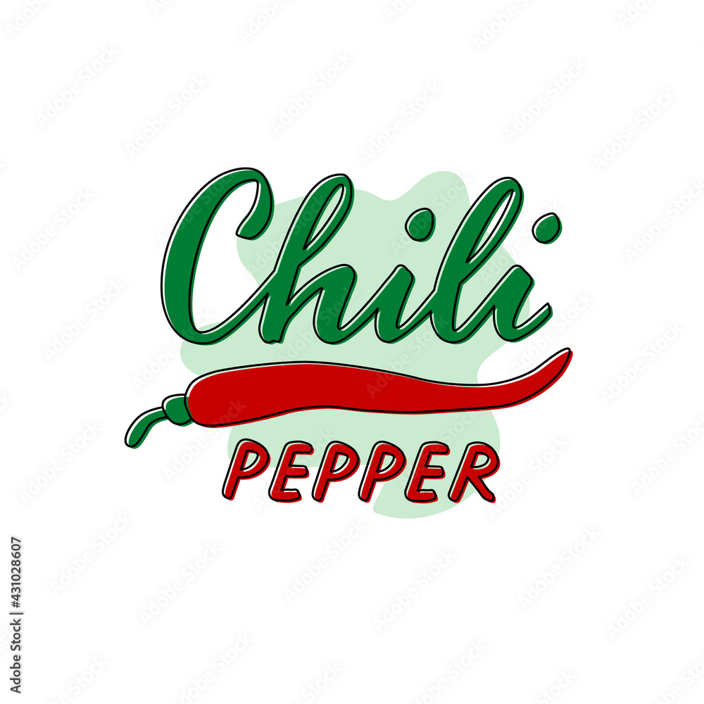Vector illustration of chili pepper lettering for packages, product ...