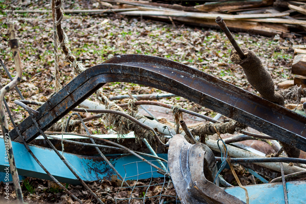 Bent steel I-beams during demolition of a building Stock Photo | Adobe ...