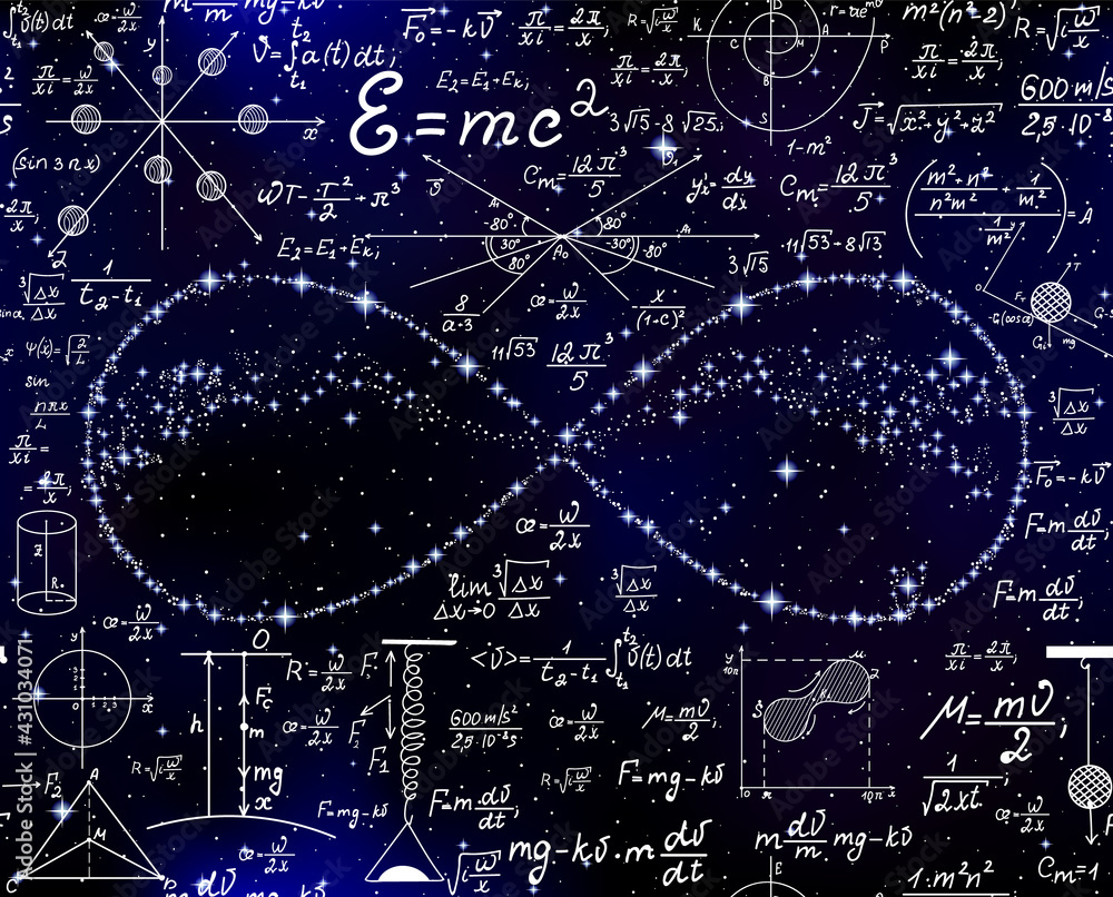 Poster Scientific space vector seamless background with handwritten ...