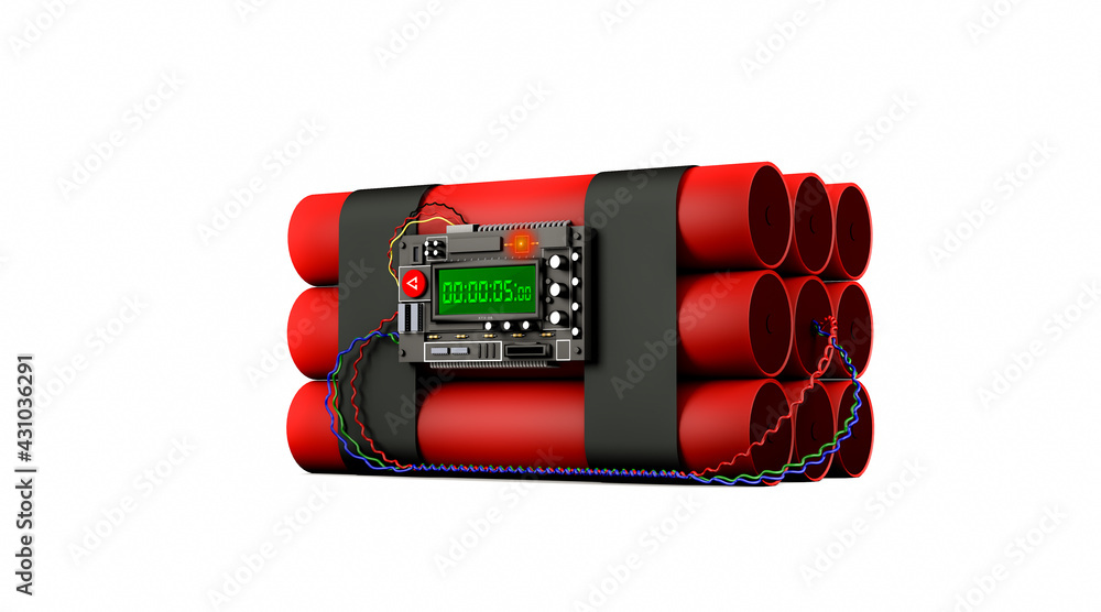 3D rendering, Realistic close up the dynamite bomb with digital ...
