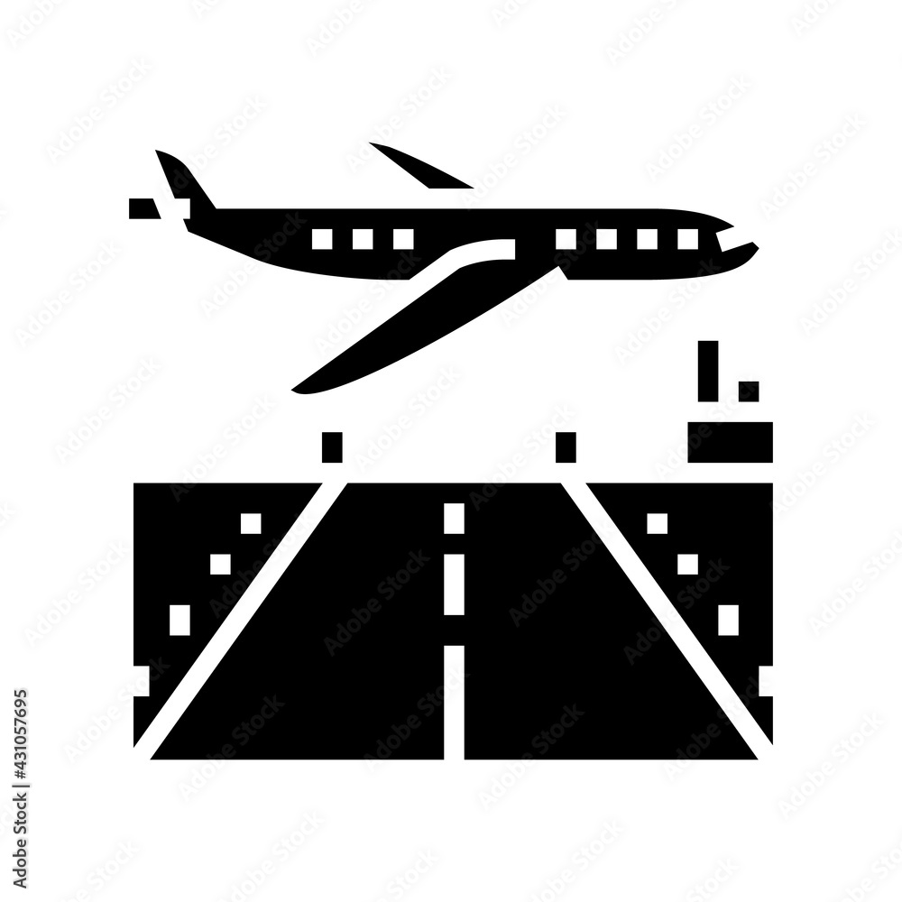 airport runway concrete glyph icon vector. airport runway concrete sign ...