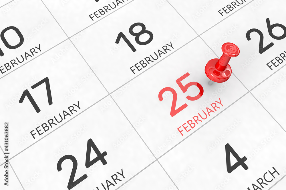 3d Rendering Of Important Days Concept February 25th Day 25 Of Month 3d Rendering Of Important Days Concept February 25th Day 25 Of Month