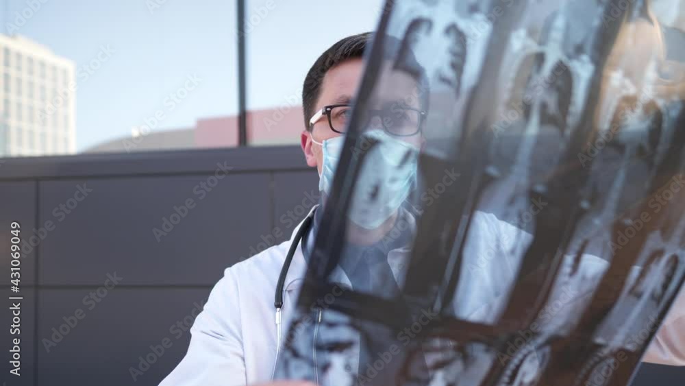 Examination and diagnosis by computed tomography CT scan of lung ...