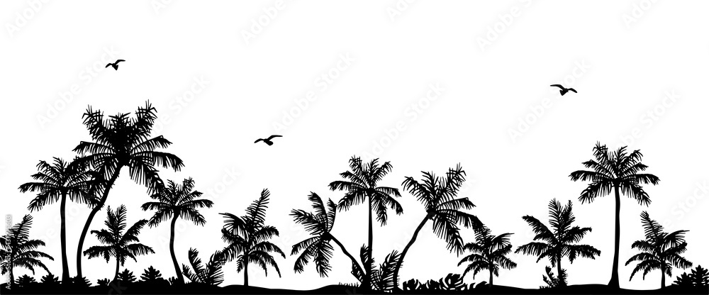 strip of palm trees vector silhouette. sketch. vector. eps Stock Vector ...