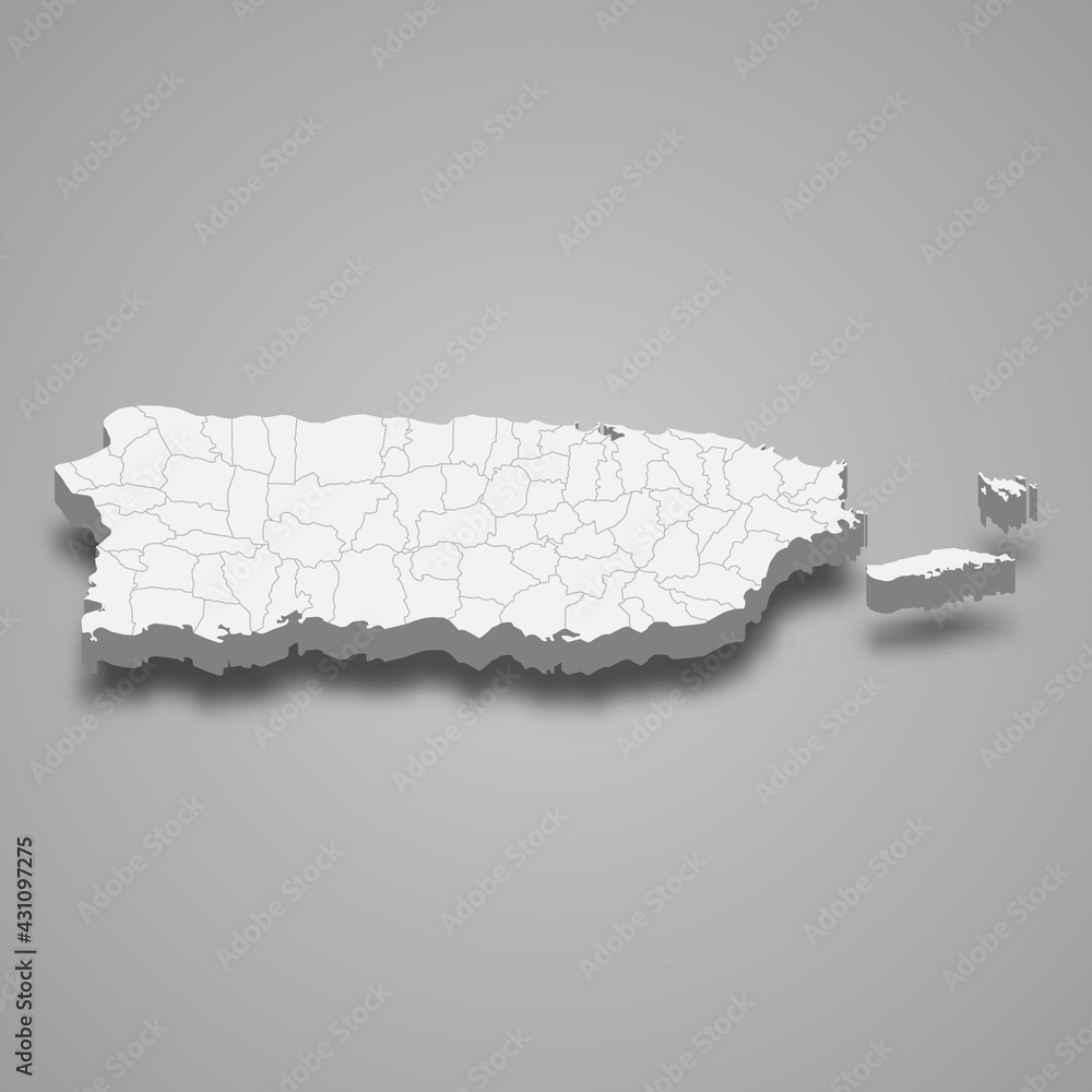 3d isometric map of Puerto Rico, isolated with shadow Stock Vector ...