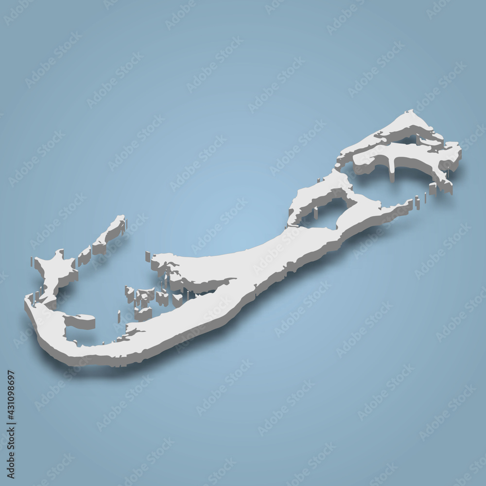 3d isometric map of Bermuda is an island in North Atlantic Ocean Stock ...