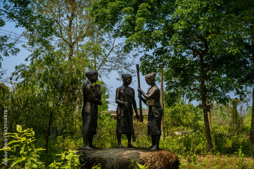 Person in the woods. Statue of Lachit Borphukan in Jorhat Assam. A ...