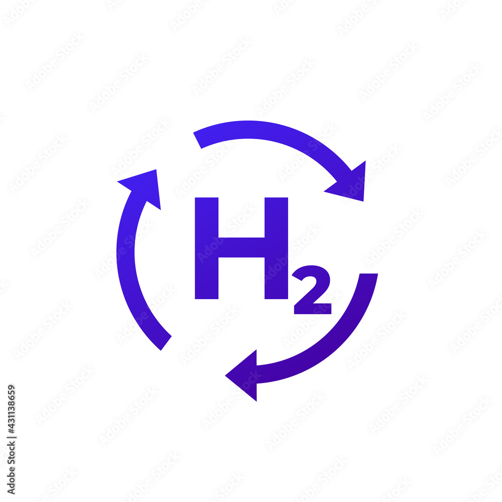hydrogen energy, h2 vector icon with arrows Stock Vector | Adobe Stock