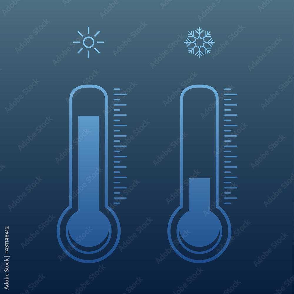 Thermometer equipment showing hot or cold weather. Celsius and ...