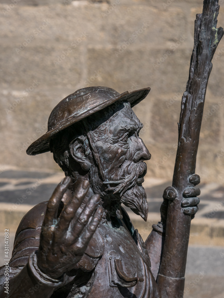 Puebla de Sanabria, Spain - September 20, 2019: Statue of Don Quijote ...