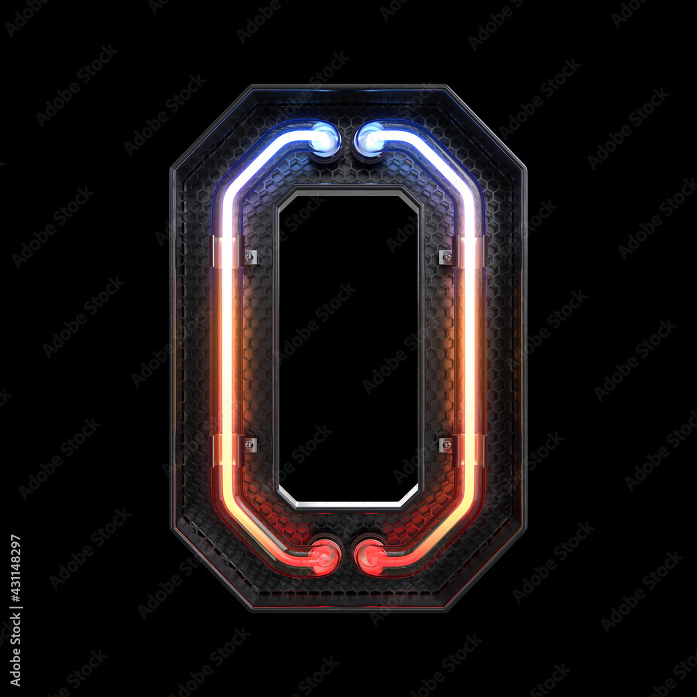 Number 0, Alphabet made from Neon Light with clipping path Stock ...