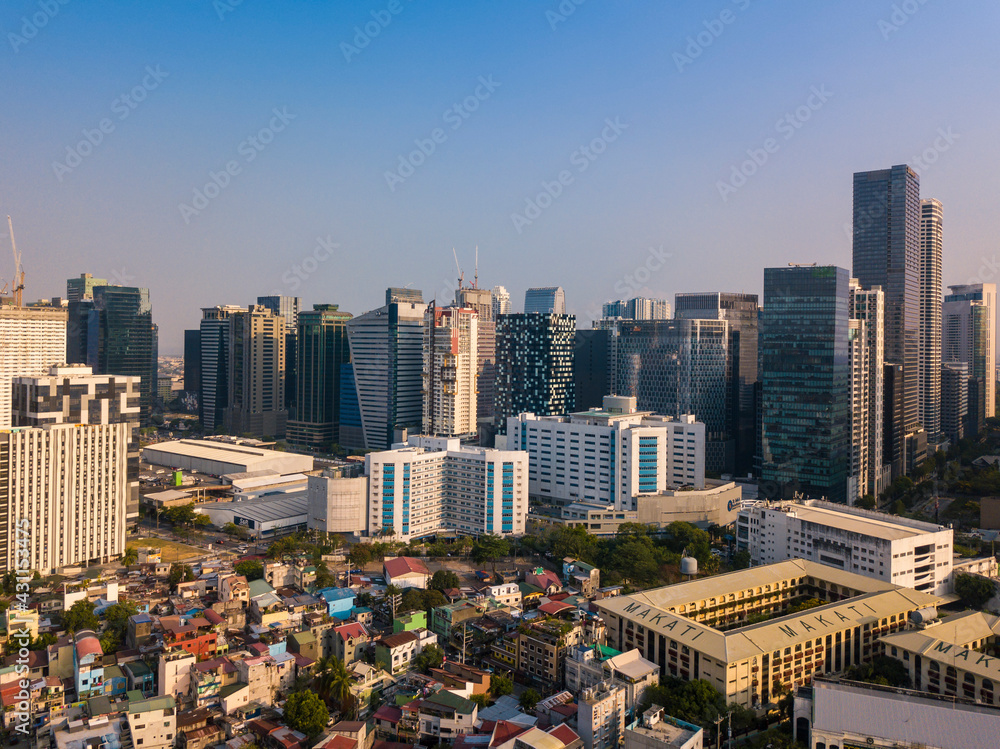 Bonifacio Global City, Taguig, Metro Manila - Late afternoon aerial of ...