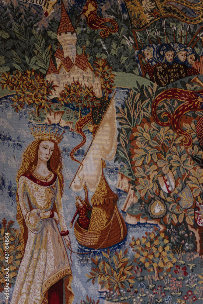 tapiz representando una escena medieval,sala de los musicos- capilla ...