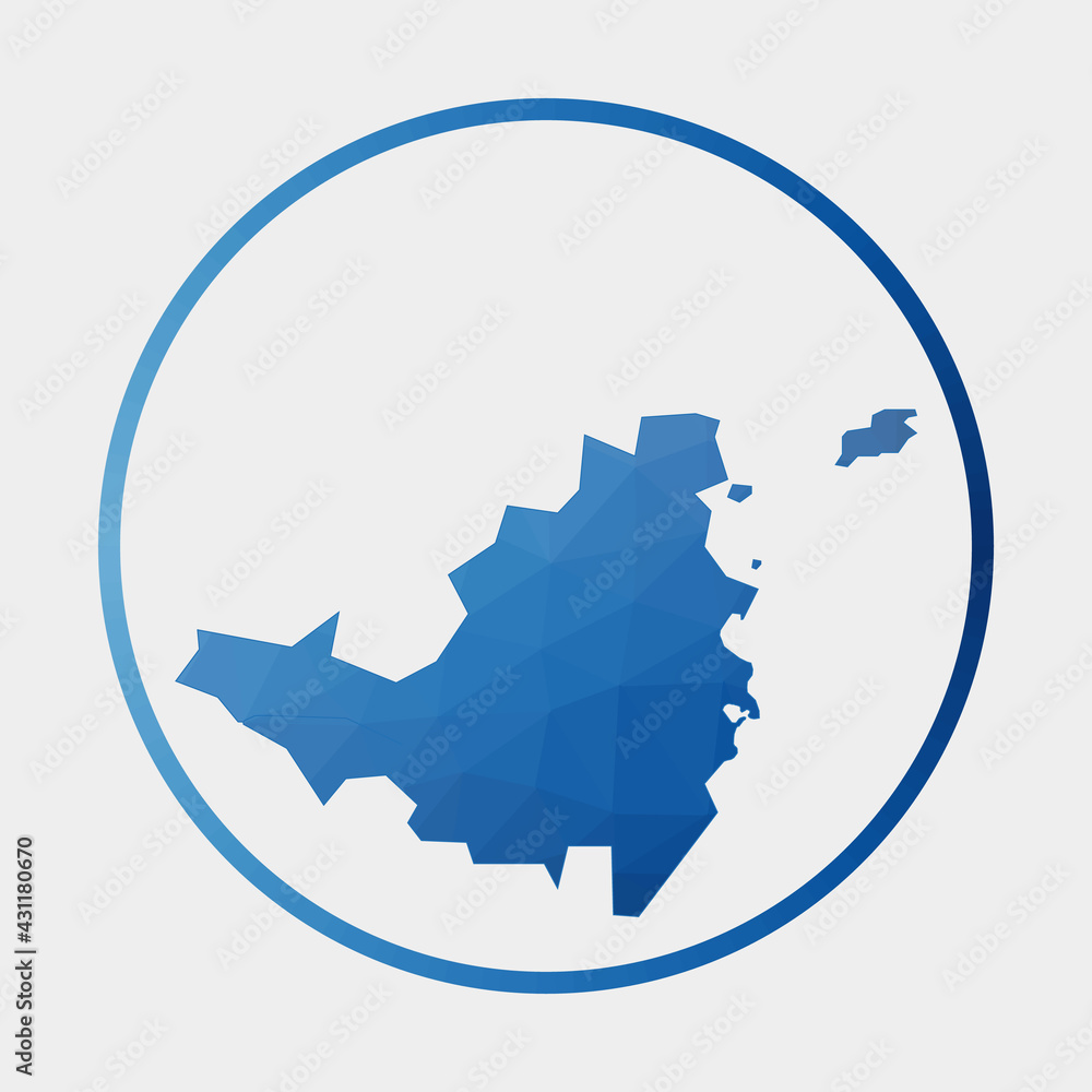 Saint Martin icon. Polygonal map of the island in gradient ring. Round ...