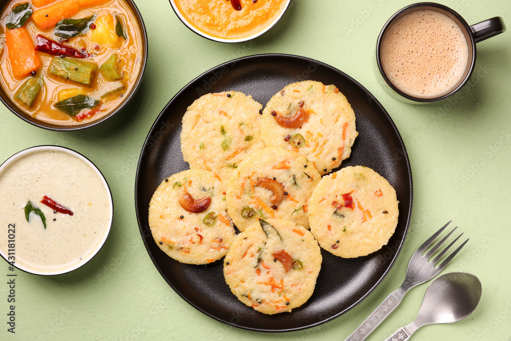 South Indian breakfast rava idli or semolina idly , Suji idly with ...