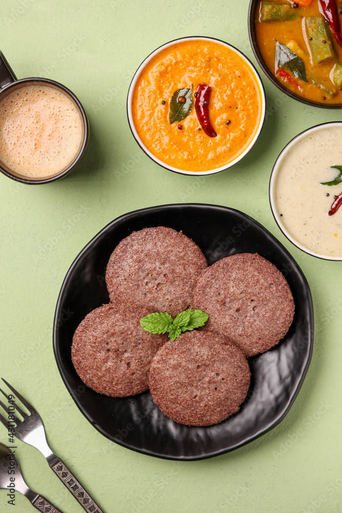 South Indian breakfast Ragi Idly, nachni idly, finger millet Idli ...