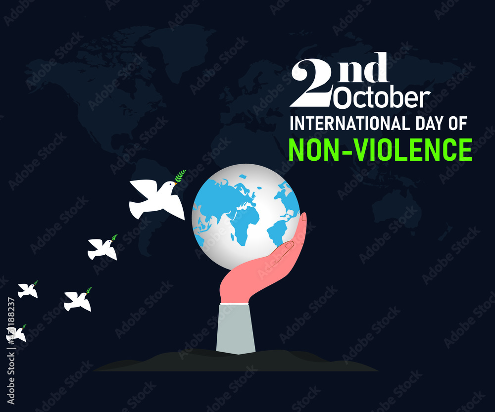 International Day of Non-Violence. October 2. Theme banner poster ...