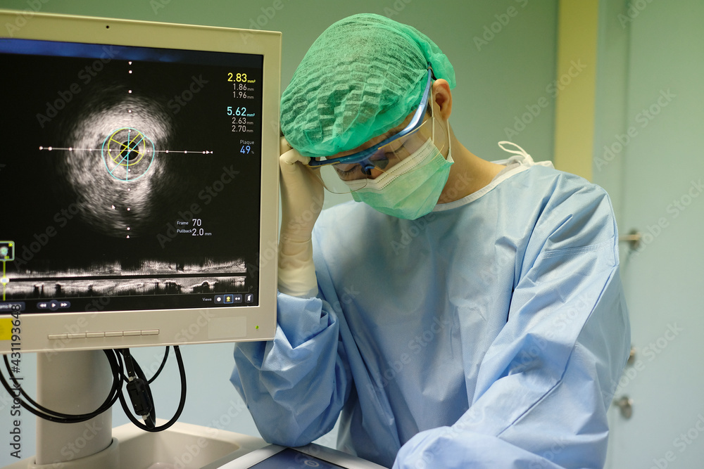 doctor used Intravascular ultrasound imaging (IVUS) machine and with ...