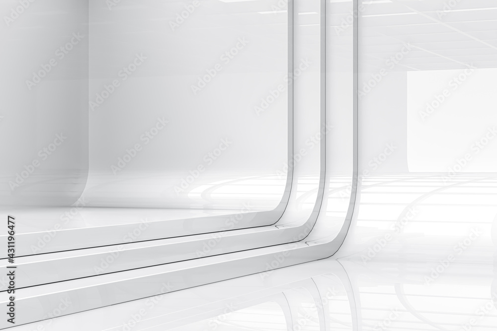 Abstract white backdrop with light and reflection. Elegant highlights ...