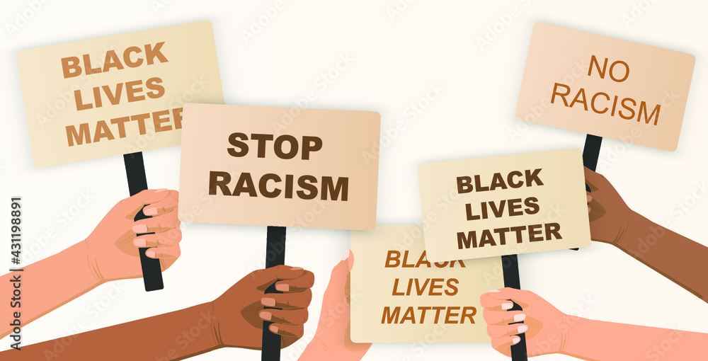 Black lives matter, crowd of people protesting for their rights ...