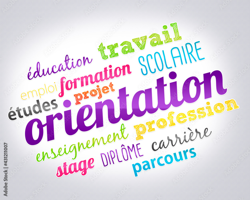 Mot orientation professionnelle (Nuage de mots en français) Stock ...