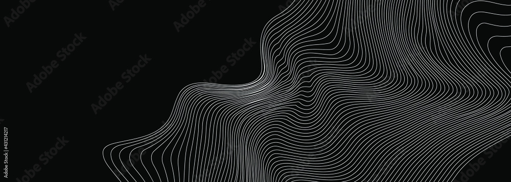 Abstract wavy lines on black background. Modern backdrop vector eps10 ...