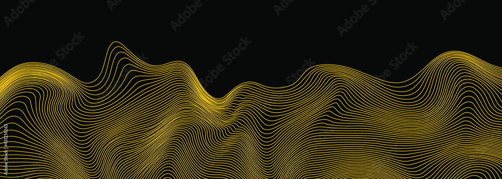 Abstract wavy lines on black background. Modern backdrop vector eps10 ...