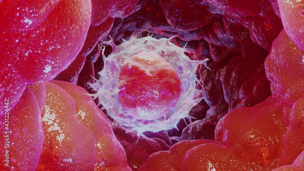 Animated Lymphocyte type Leukocyte cell, white blood cells, 3d render ...