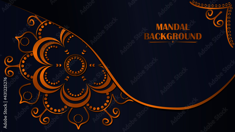 Golden abstract Mandal ornate pattern for background, invitations ...
