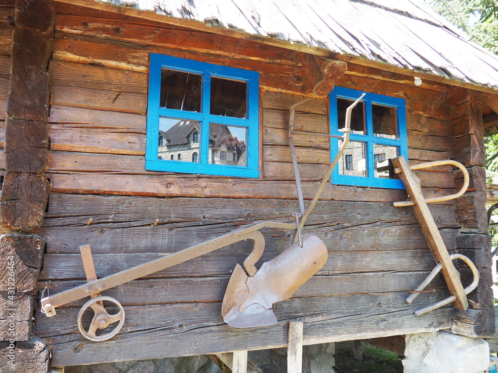 Log village farmhouse. 19th century Bosnian mountain traditional ...