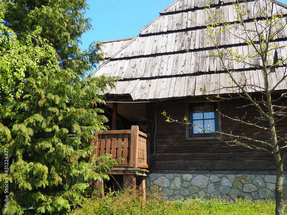Log village farmhouse. 19th century Bosnian mountain traditional ...