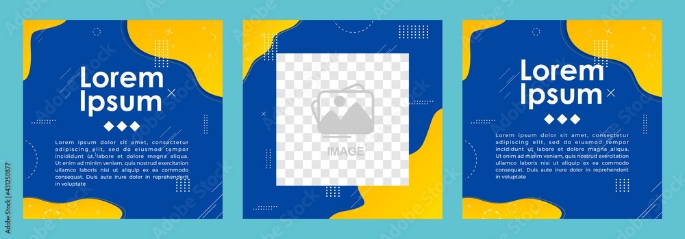 Set of editable modern square background template, modern social media ...