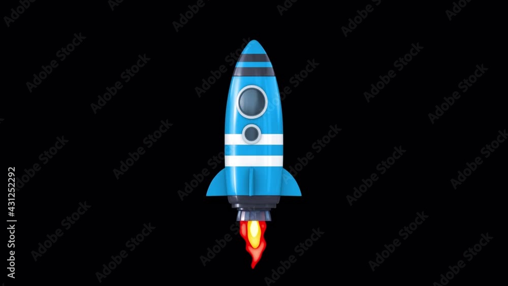 Cartoon Blue Space Rocket. Funny animation on transparent background ...