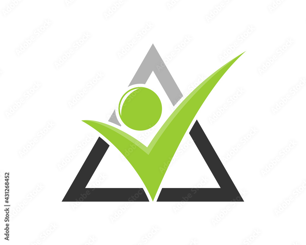 Check mark people swoosh in the triangle logo Stock Vector | Adobe Stock