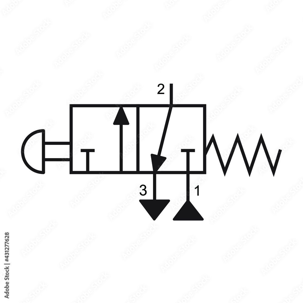 Vector illustration symbol directional pneumatic control valves 3-2 way ...