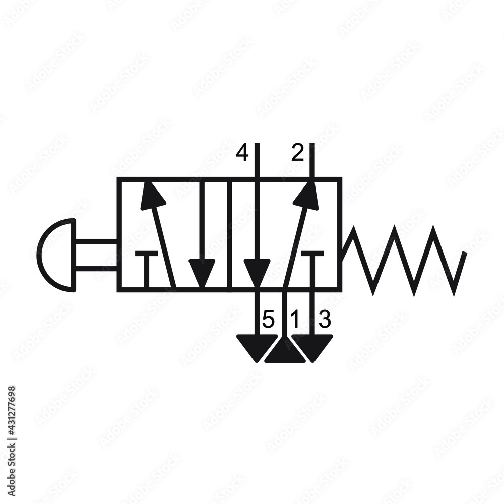 Vector illustration symbol directional pneumatic control valves sets 5 ...