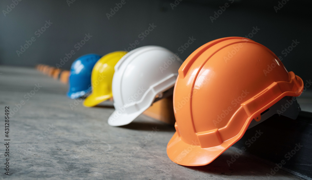 Helmet group for safety working in construction plants. Hard hat For ...