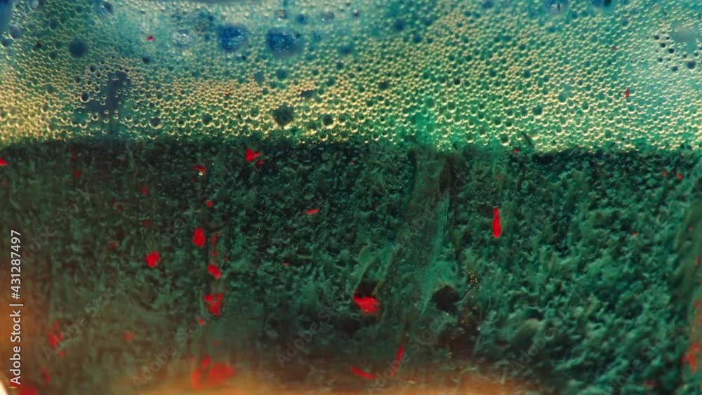 Toxic waste in slow motion, chemicals boiling, strange, green liquid ...