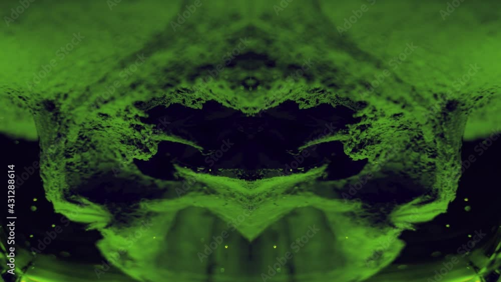 Toxic, radioactive waste close up, strange, poisonous clouds. Green ...