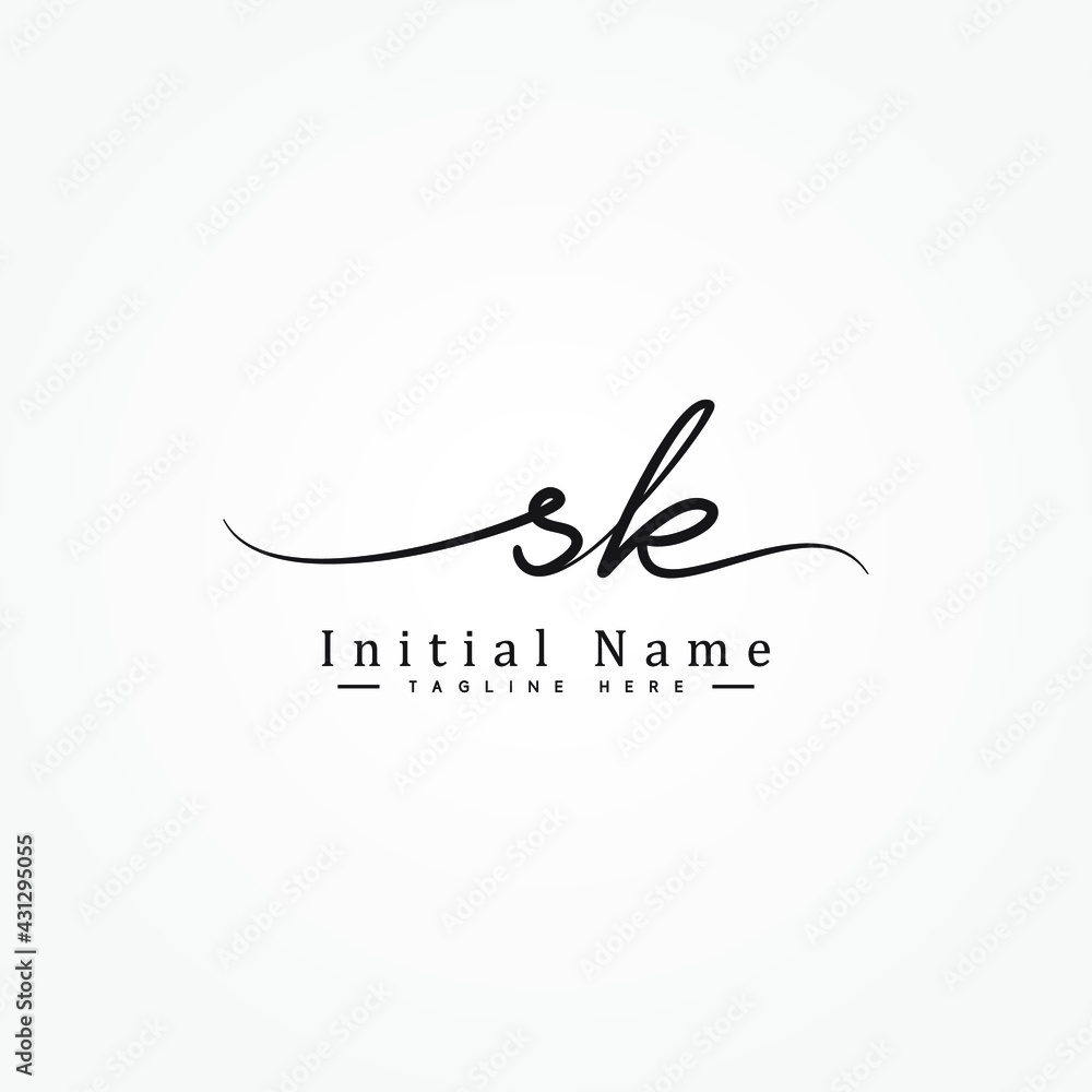 Initial Letter SK Logo - Handwritten Signature Style Logo Stock Vector ...