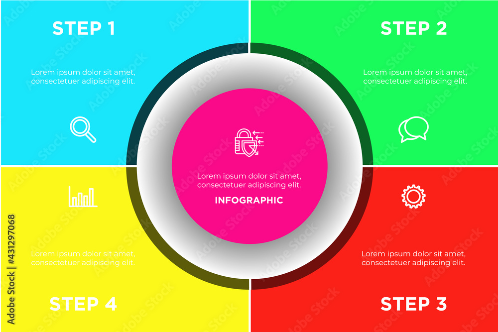 Business process. Gradient step by step. Vector business template for ...