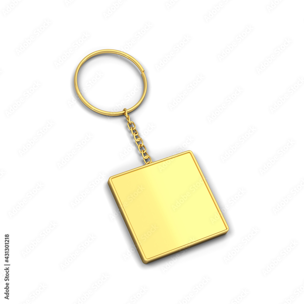 Blank golden keychain mockup Stock Illustration | Adobe Stock