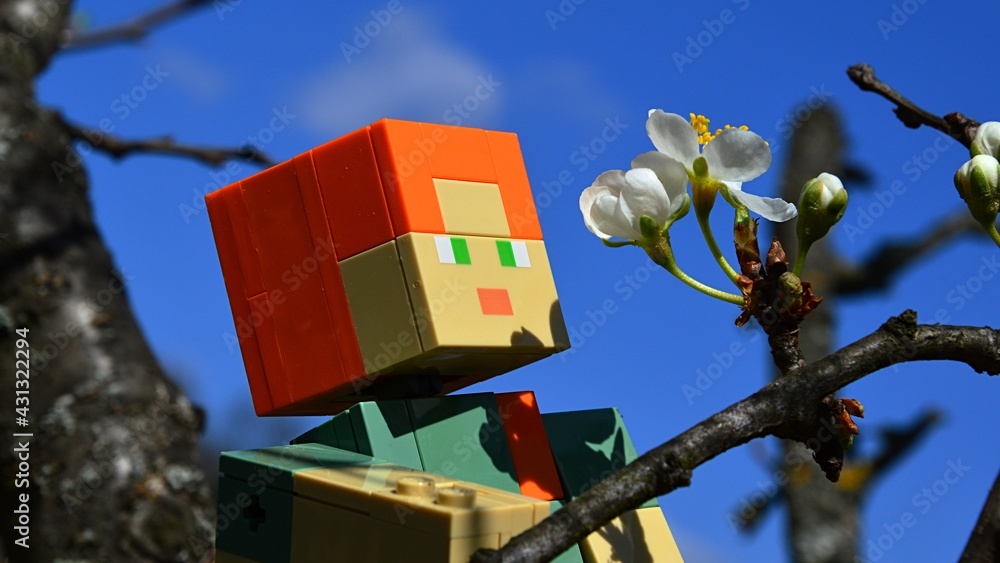 LEGO Minecraft action figure of Alex adoring beautiful spring white ...