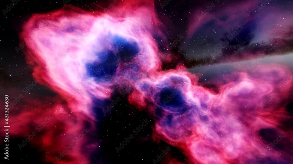 red-violet nebula in outer space, horsehead nebula, unusual colorful ...