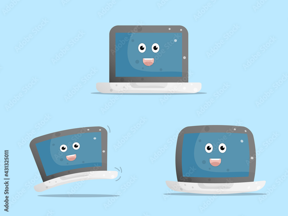 cute laptop cartoon vector illustration Stock Vector | Adobe Stock