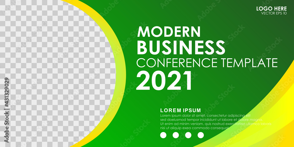 Abstract green banner design template. Modern geometric background for ...