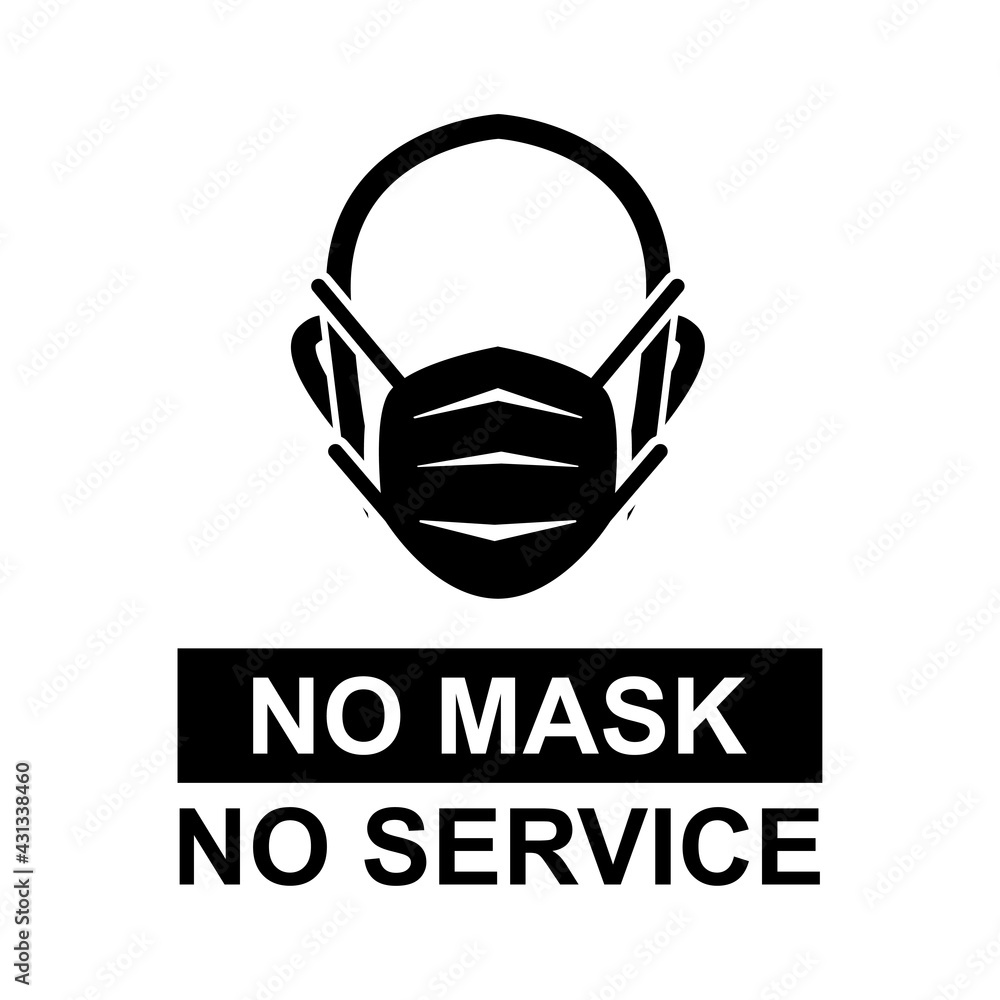 No mask no service sign isolated on white background vector ...