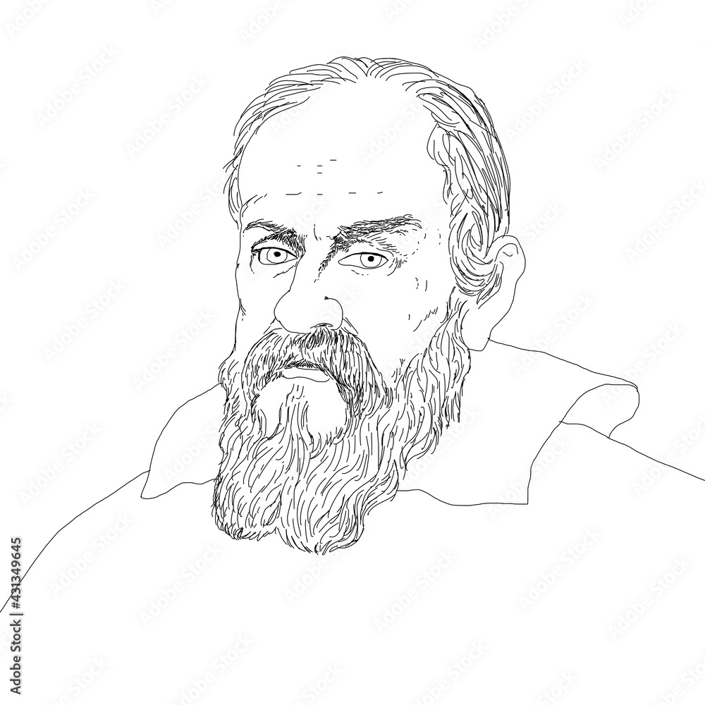 Realistic illustration of the Italian astronomer Galileo Galilei Stock ...