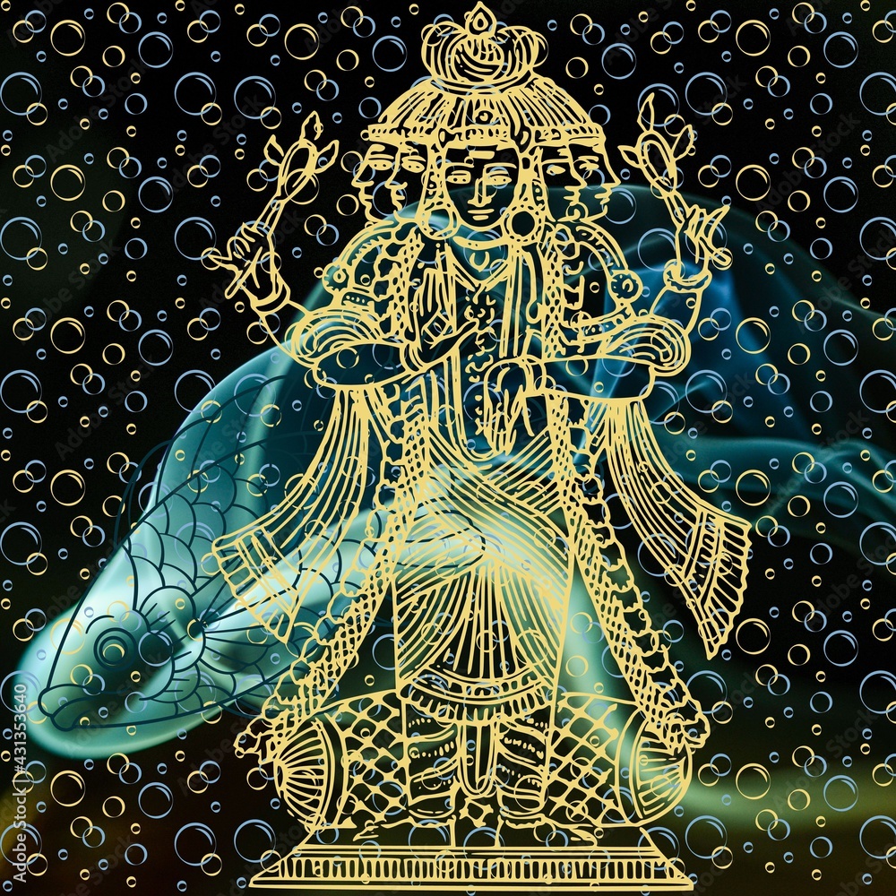 The lord vishnu illustration artwork Stock Illustration | Adobe Stock